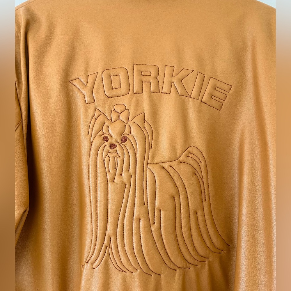 Vintage Yorkie Dog Tan Leather Jacket - Gem